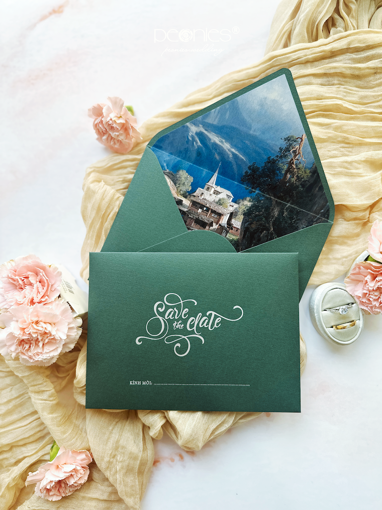 Artistic, Luxurious Wedding Invitation With Greenery Color, Hand-torn ...