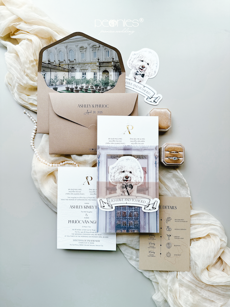 Chic Embossed Venue Neutral Wedding Invitation P250101 – Peonies Wedding