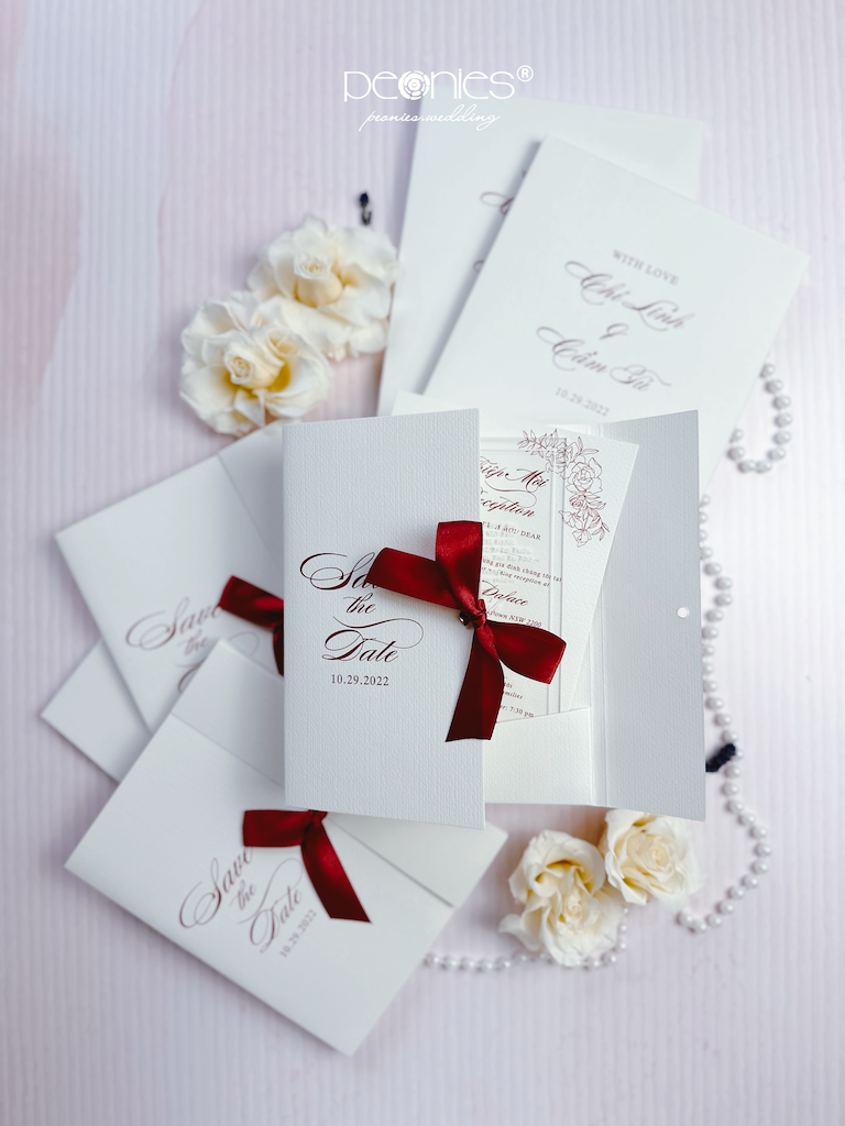 Luxury White Wedding Invitation with Boxed Envelope, Red Ribbon, Wax S ...