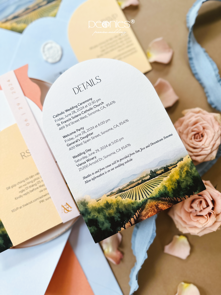 P240604 Luxury Layers Cut Wedding Invitations – Peonies Wedding