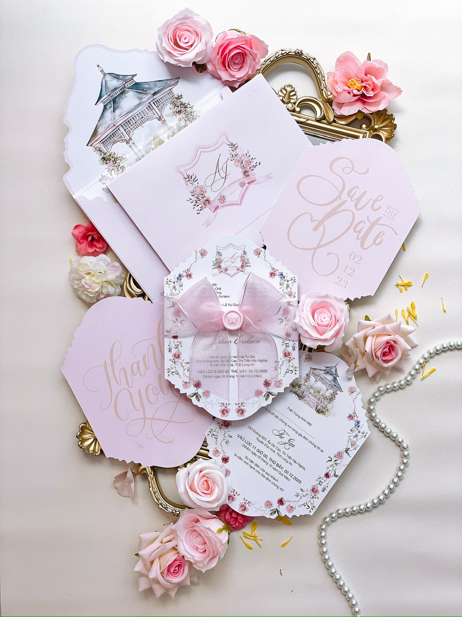 Boho Wildflower Frame Shaped Wedding Invitation P250710 – Peonies Wedding